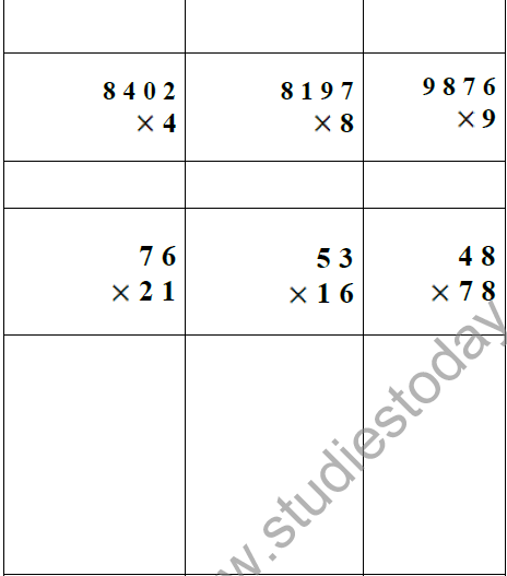 Cbse Class 3 Mathematics Multiplication Of Numbers Mcqs Multiple